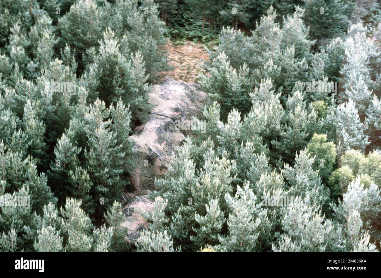 An aerial view of a camouflaged ground launched cruise missile (GLCM ...