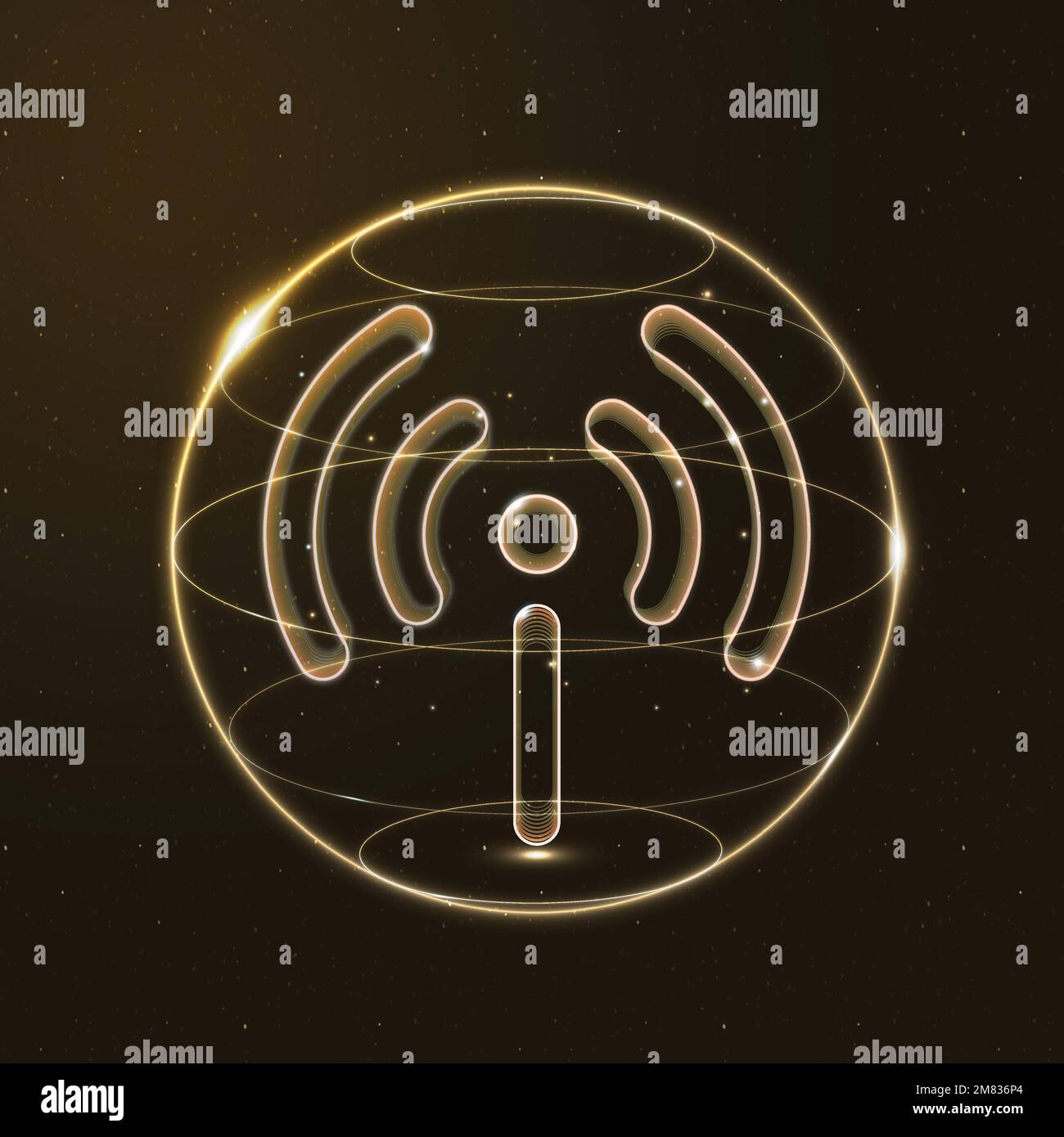 Hotspot network technology icon vector in gold on gradient background ...
