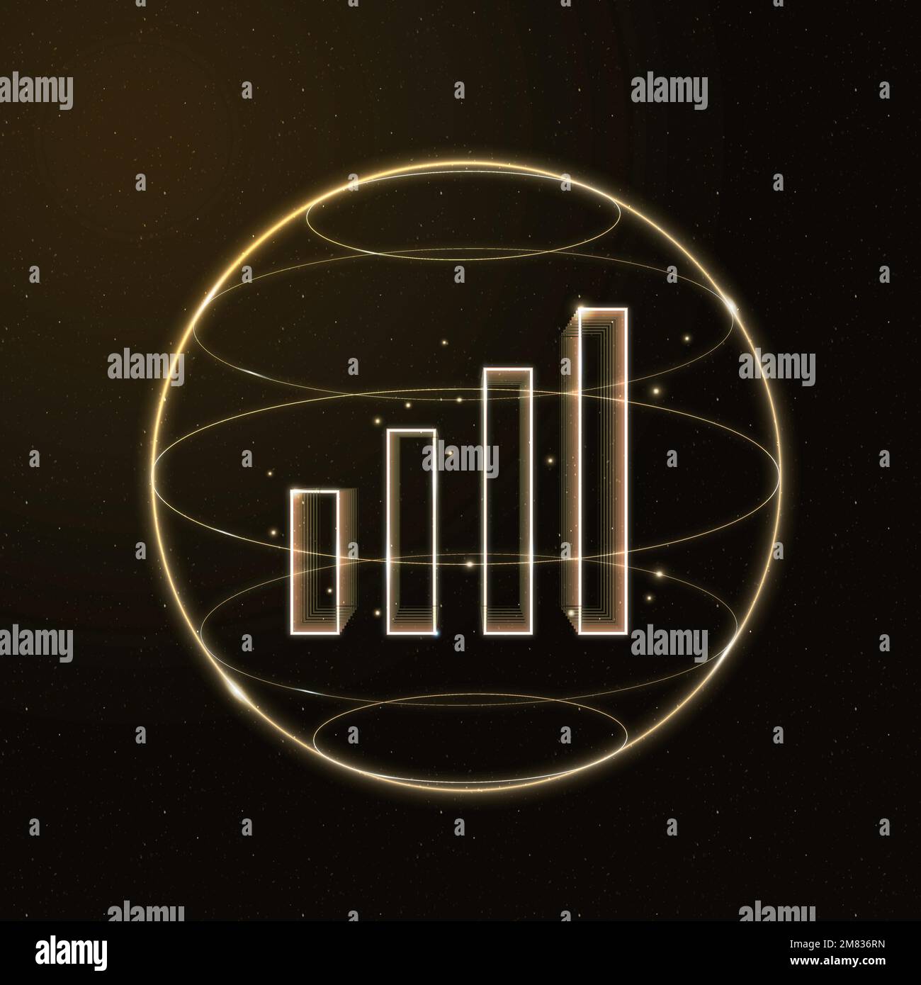 Wifi signal communication technology vector gold icon with bar chart ...