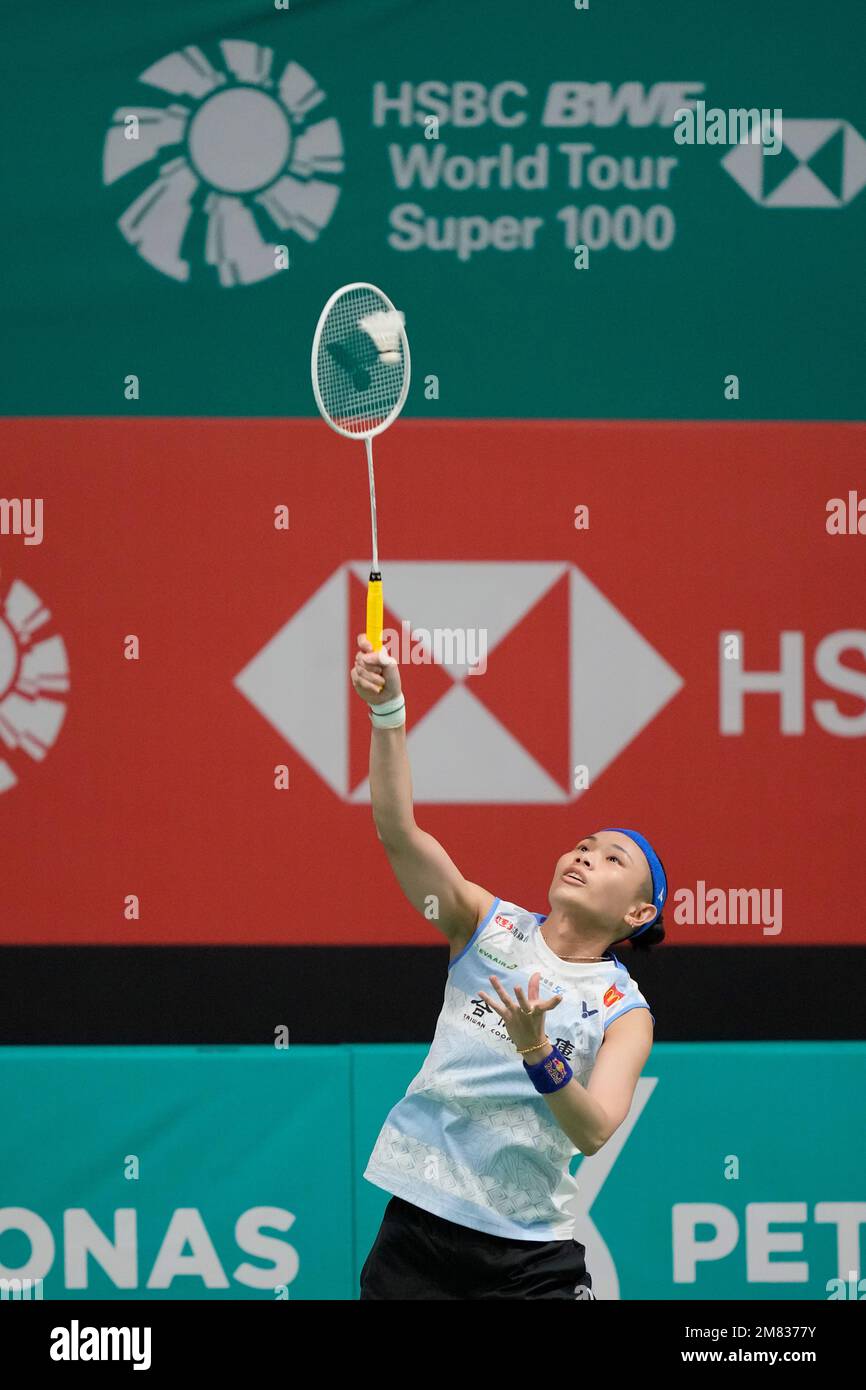 Taiwan's Tai Tzu Ying plays a shot against China's Han Yue during their ...