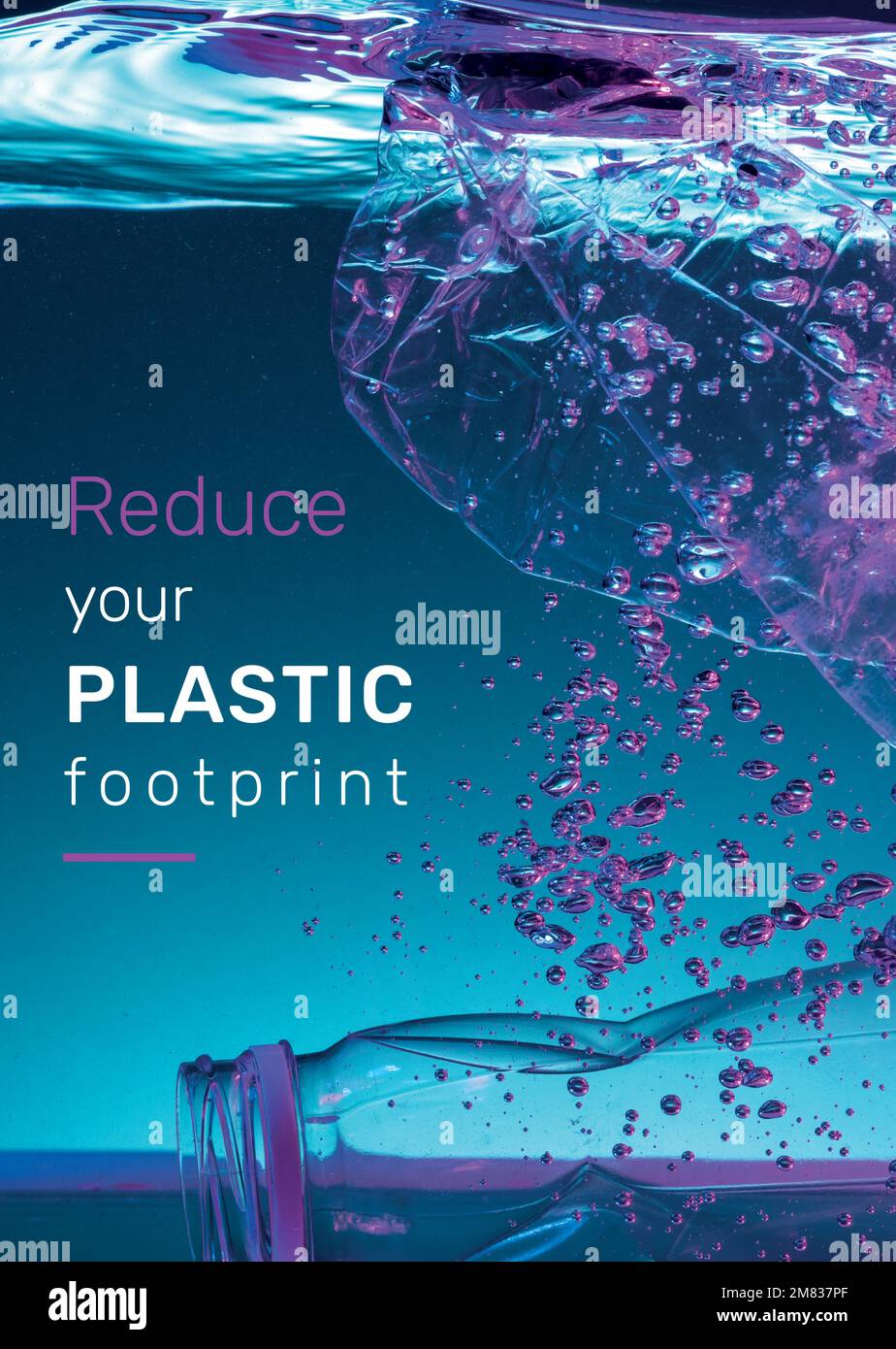 Reduce your plastic footprint poster template vector Stock Vector Image ...