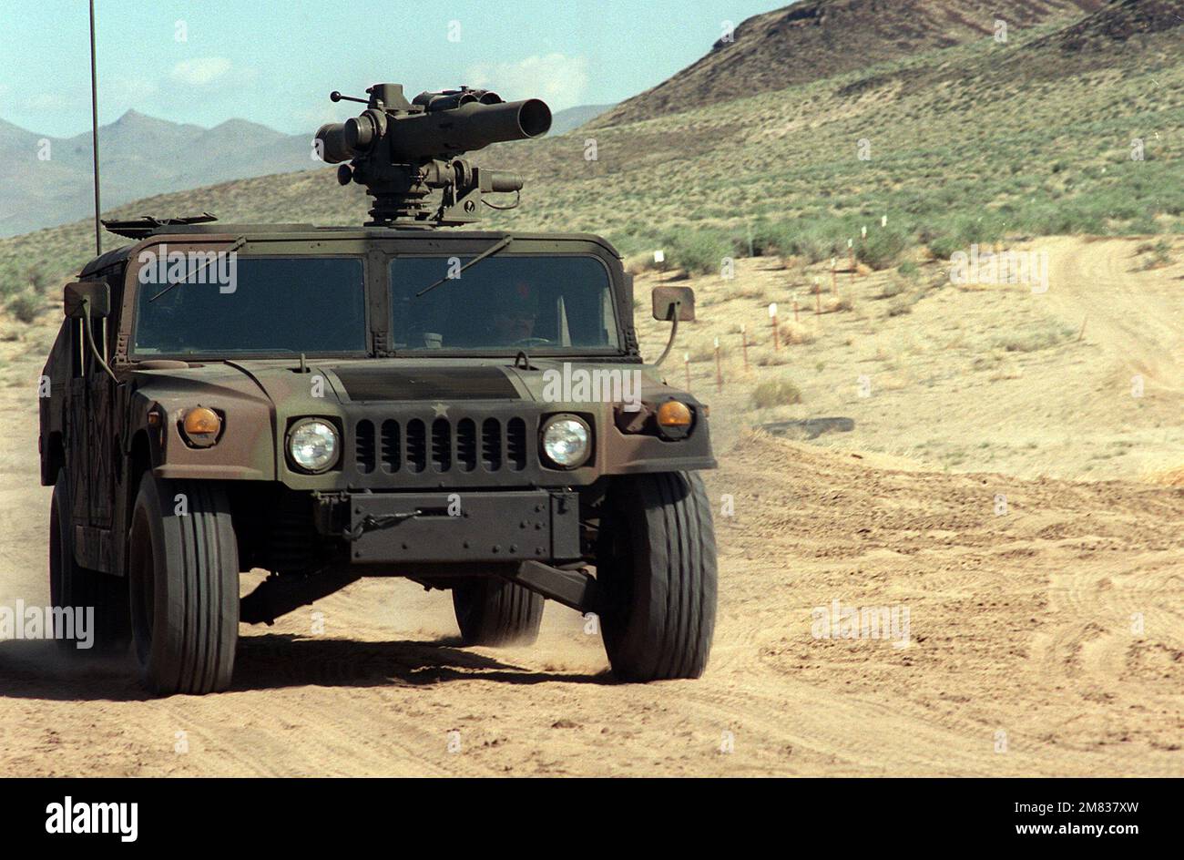A front view of a U.S. Army M998 High-Mobility Multipurpose Wheeled ...