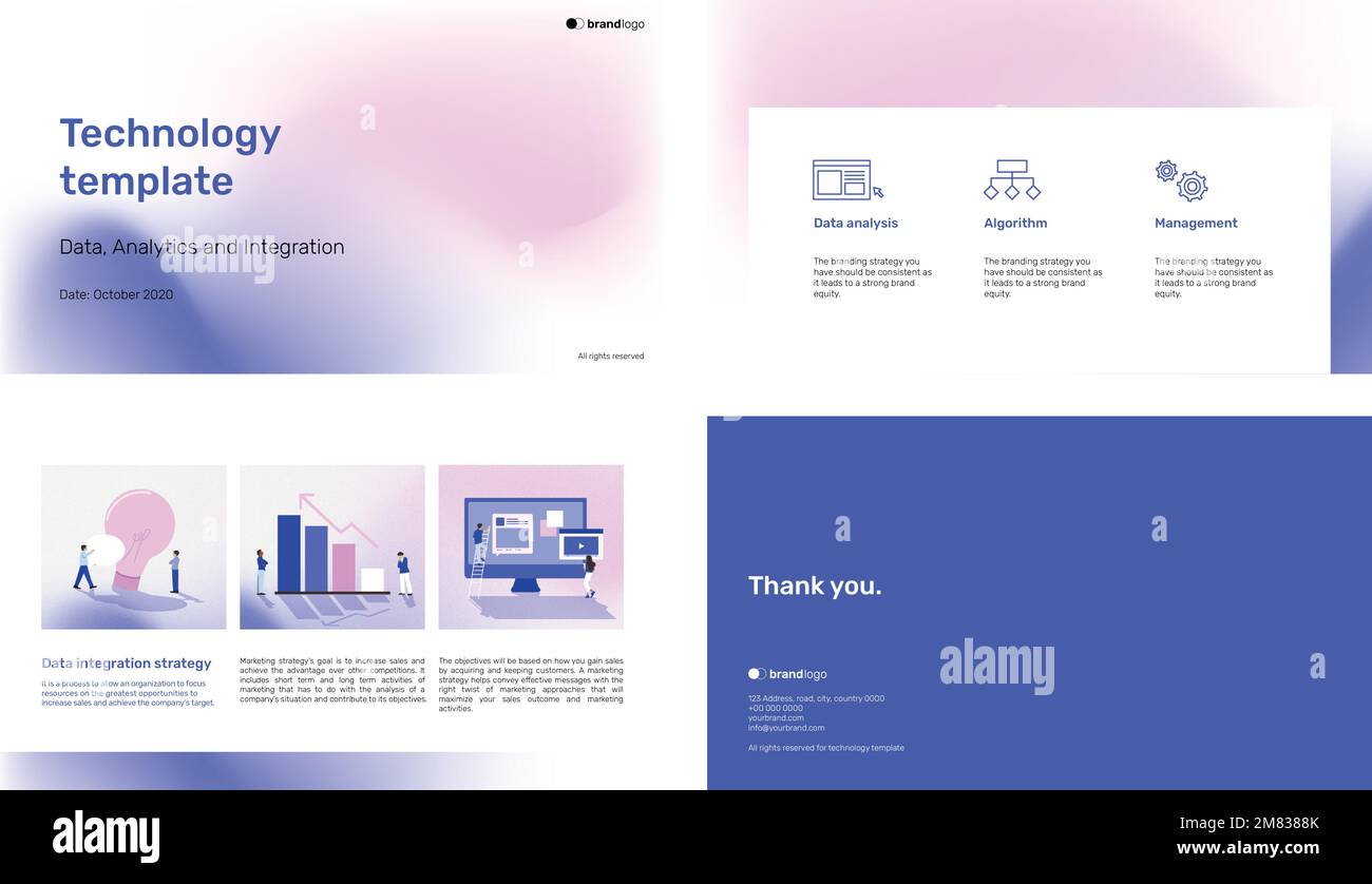 Purple gradient presentation template vector set Stock Vector Image ...