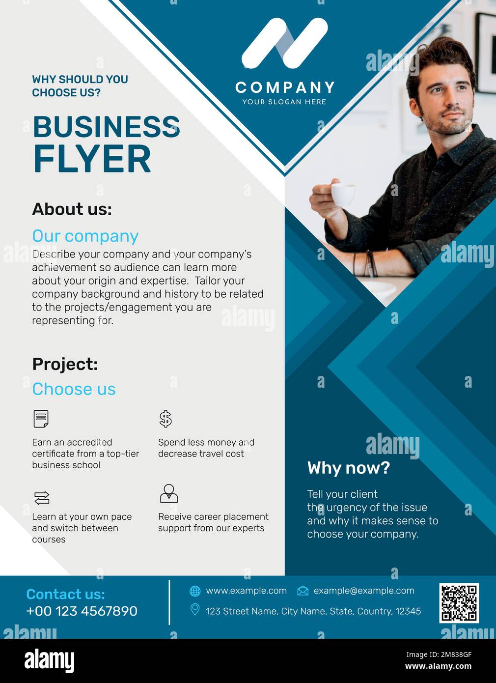 Professional business flyer template vector blue modern design Stock ...