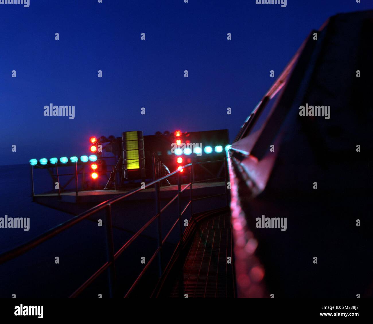 A view of the lighted deck edge assembly of the Fresnel lens optical ...