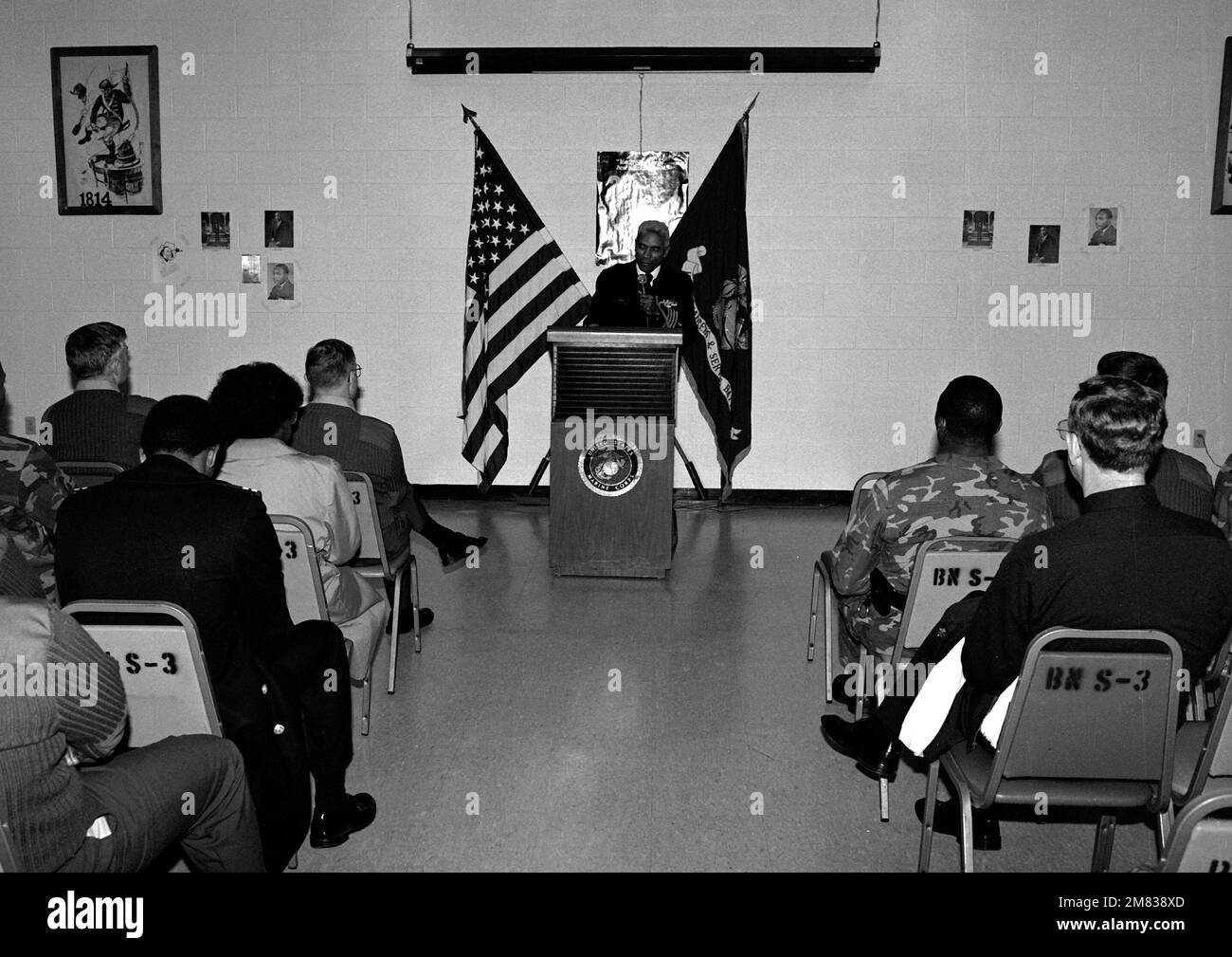 CAPT. Philip J. Holwager, Chaplain Corps, U.S. Navy, addresses Marines ...
