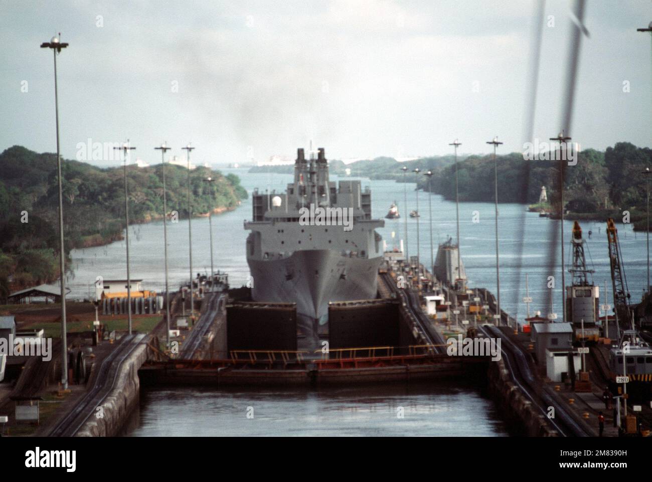 A bow view of the Military Sealift Command Algol class vehicle ...
