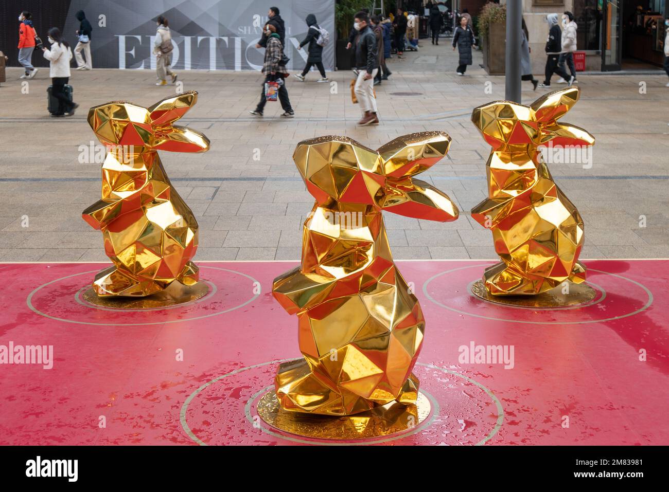 SHANGHAI, CHINA - JANUARY 12, 2023 - More than 10 "golden rabbits" are ...