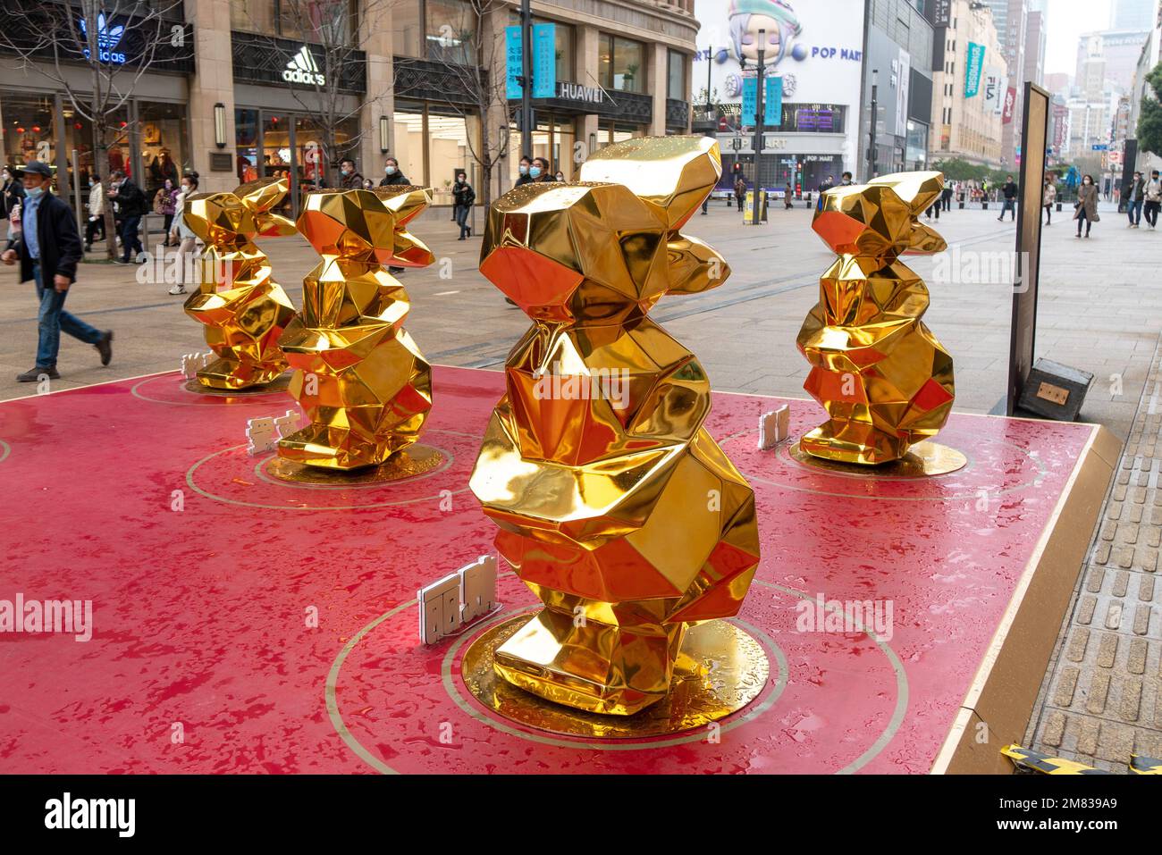 SHANGHAI, CHINA - JANUARY 12, 2023 - More than 10 "golden rabbits" are ...