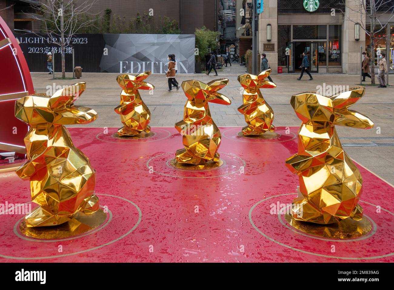 SHANGHAI, CHINA - JANUARY 12, 2023 - More than 10 "golden rabbits" are ...