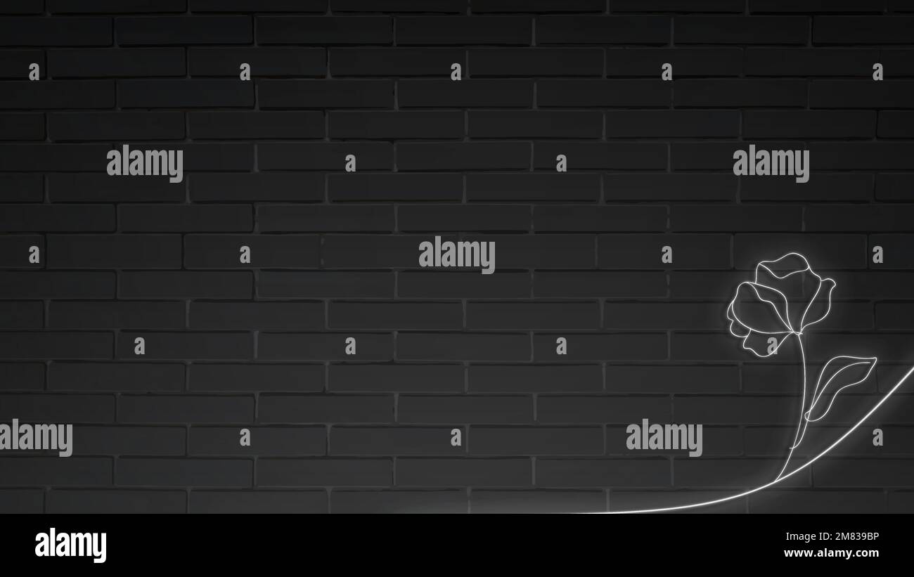 Neon lights flower on black brick wall vector Stock Vector Image & Art ...