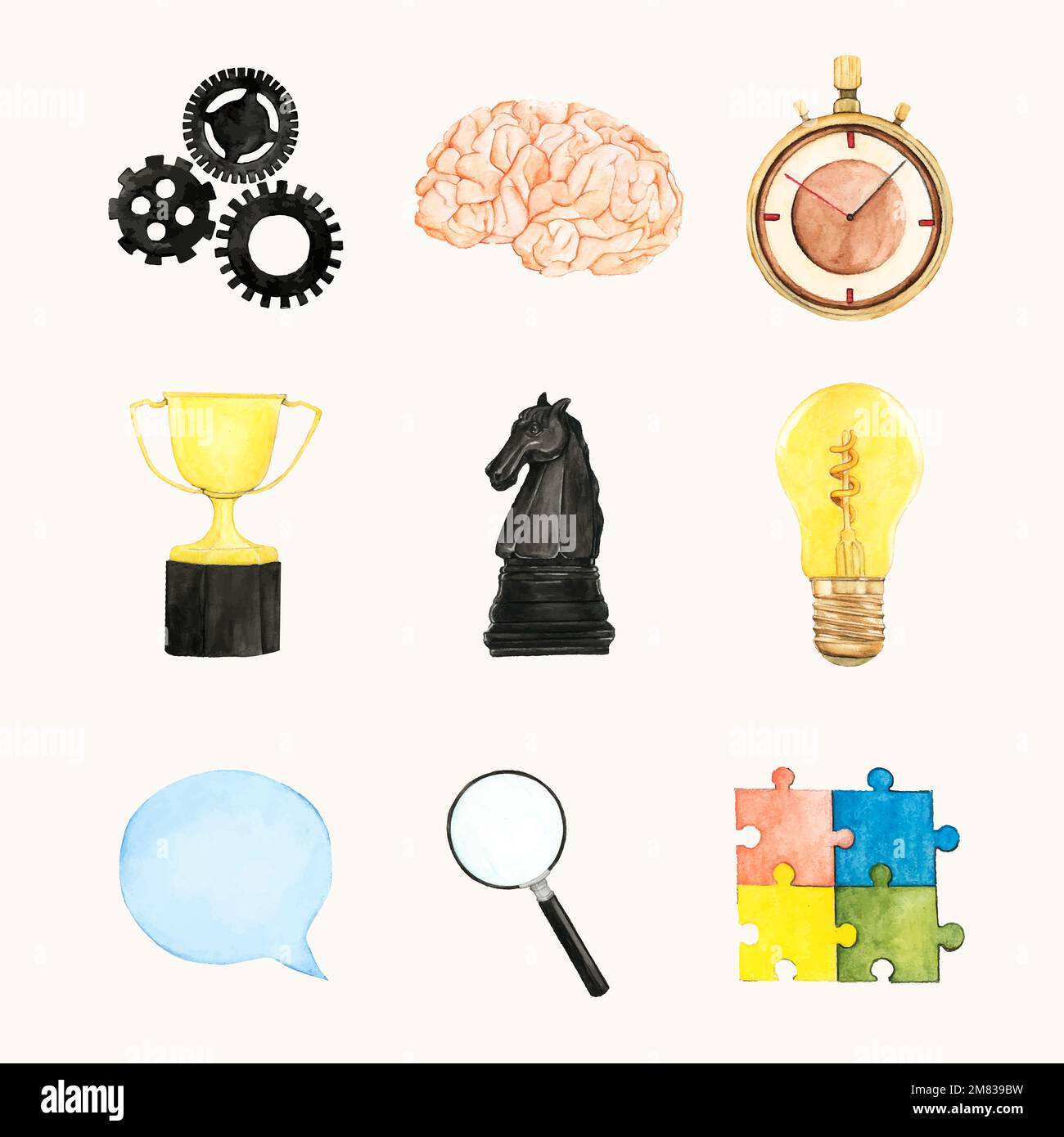 Hand drawn strategy and team stickers set vector Stock Vector Image ...