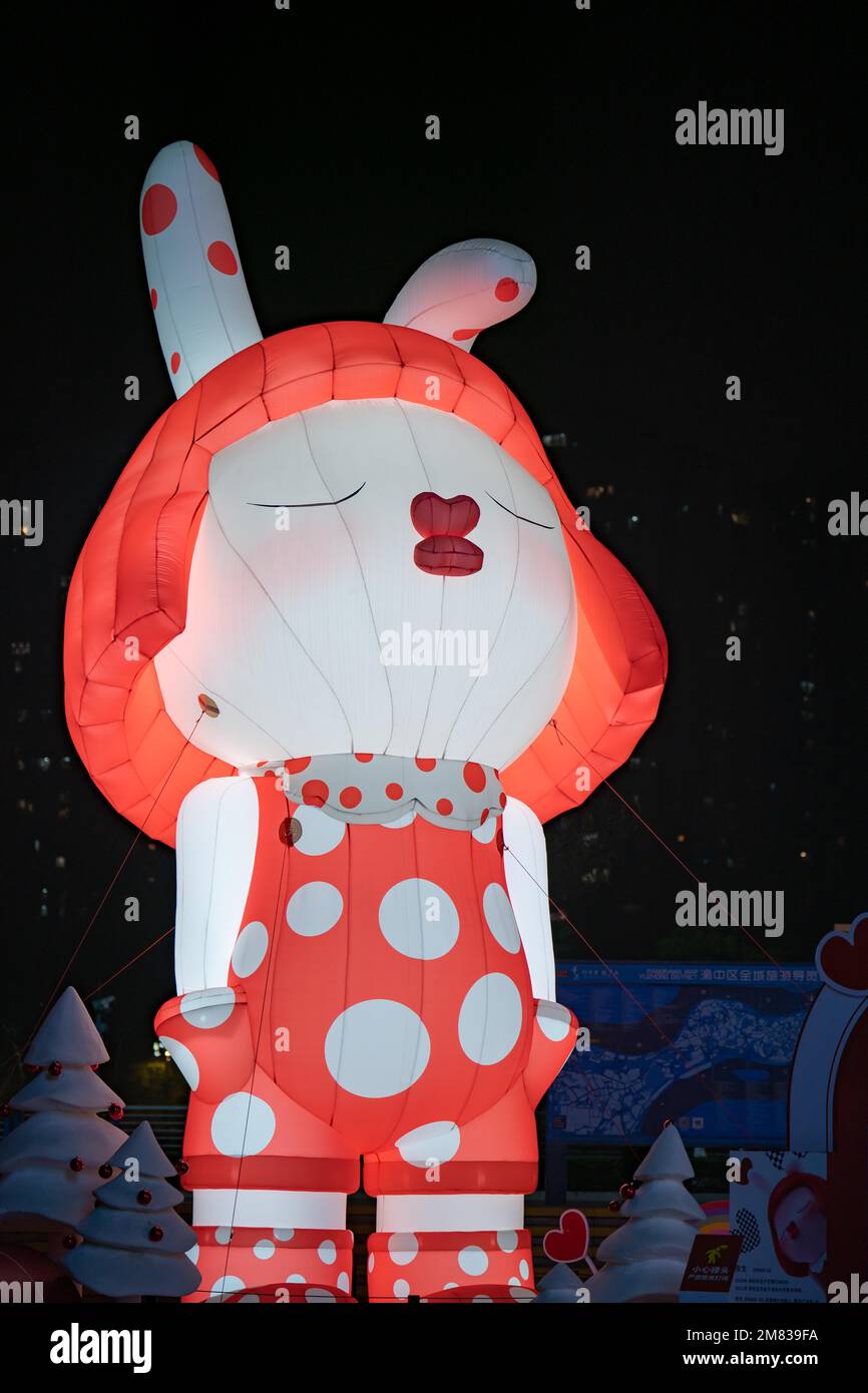 Rabbit decoration creates festival vibes, attracting people to visit in ...