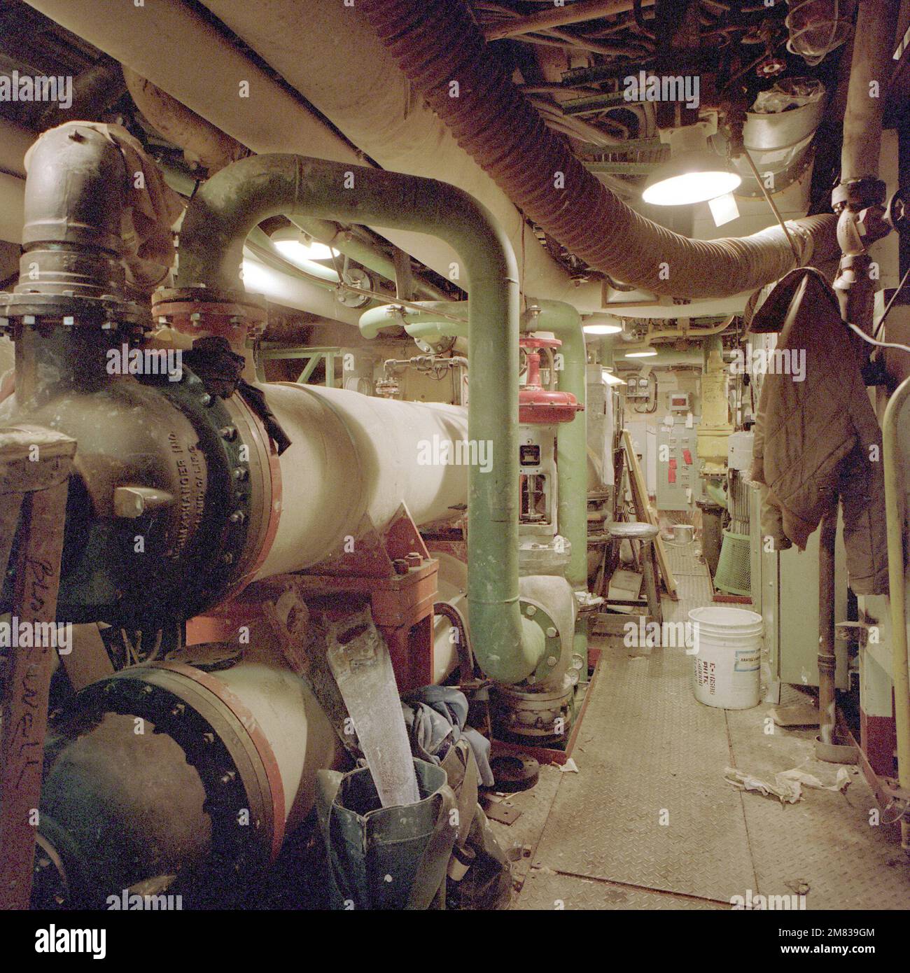 A view of the main engine room aboard the guided missile frigate FORD ...