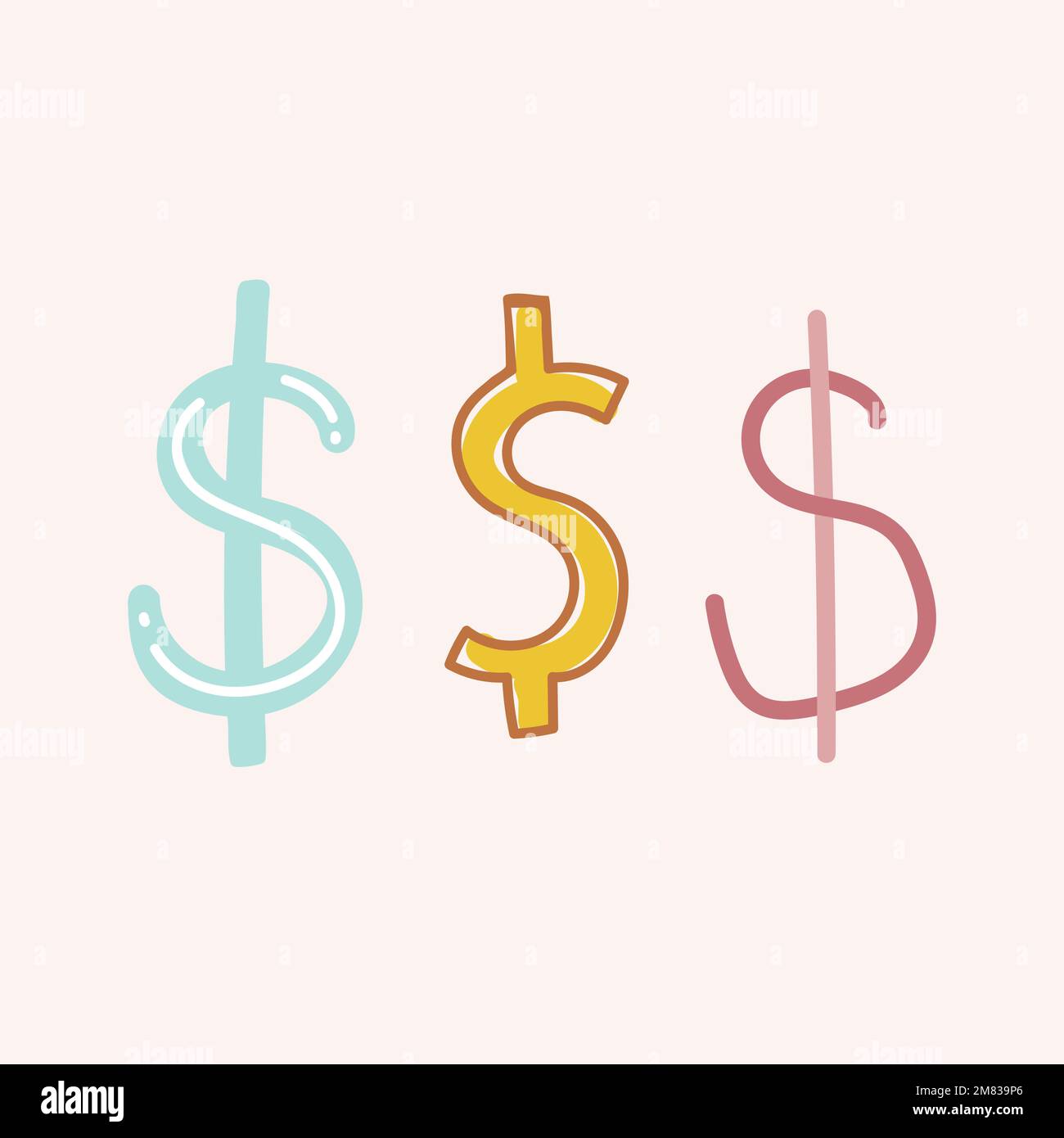 Symbol dollar sign vector doodle font typography hand drawn set Stock ...