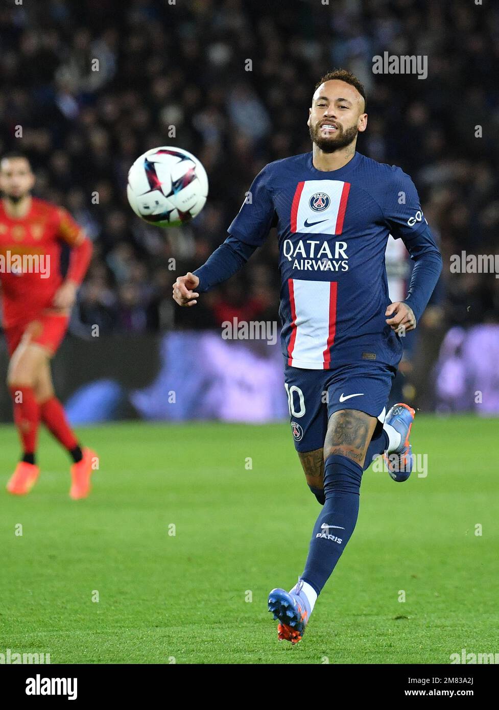 Neymar and Lionel Messi of PSG during the Ligue 1 Uber Eats match Paris ...