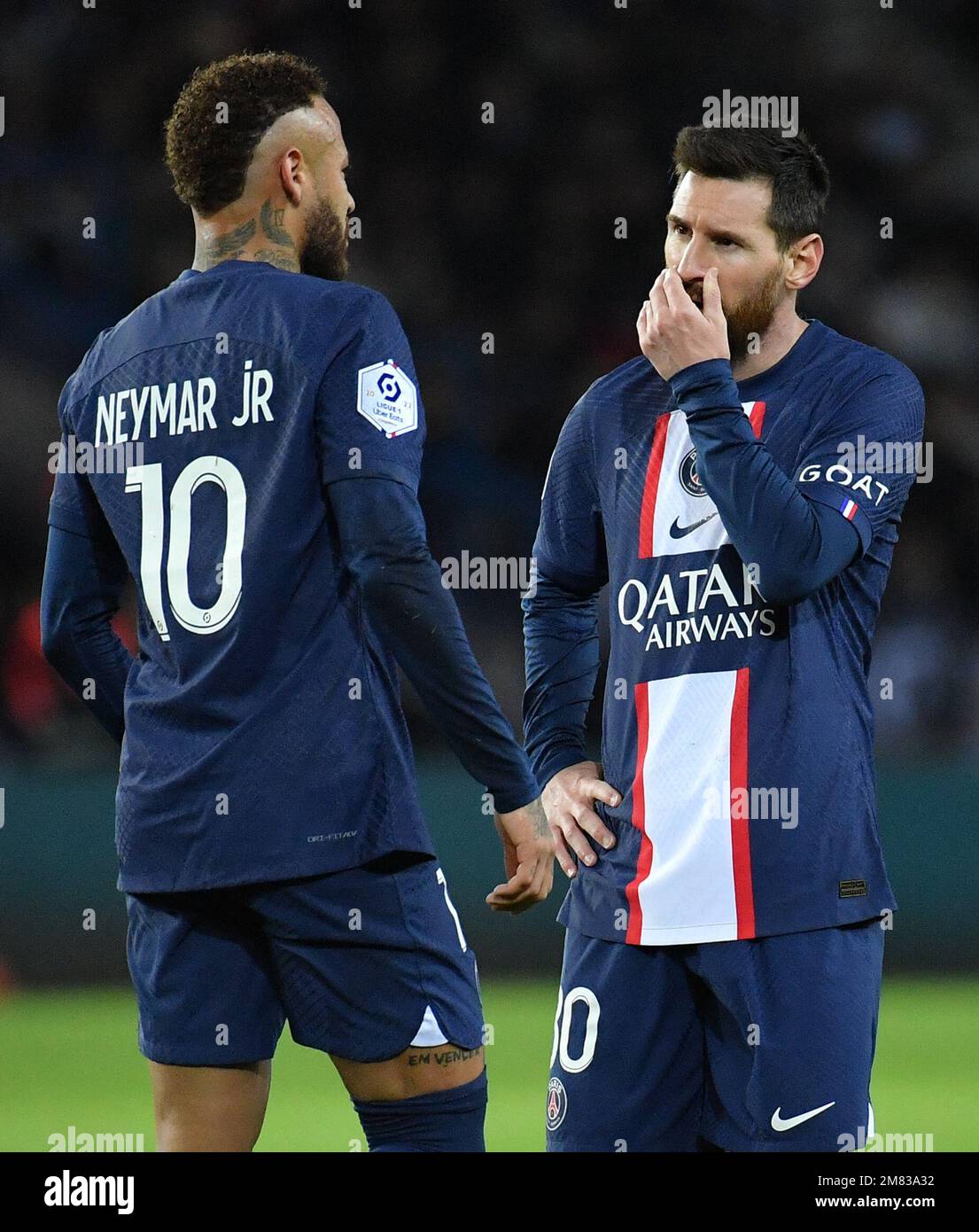 Neymar and Lionel Messi of PSG during the Ligue 1 Uber Eats match Paris ...