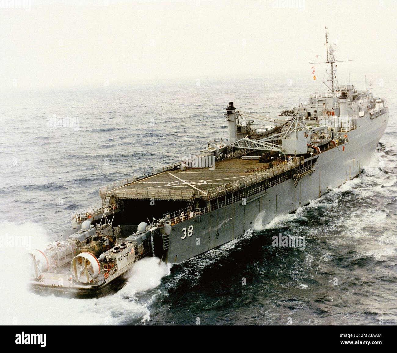 A starboard quarter view of a landing craft air cushion (LCAC 001 ...