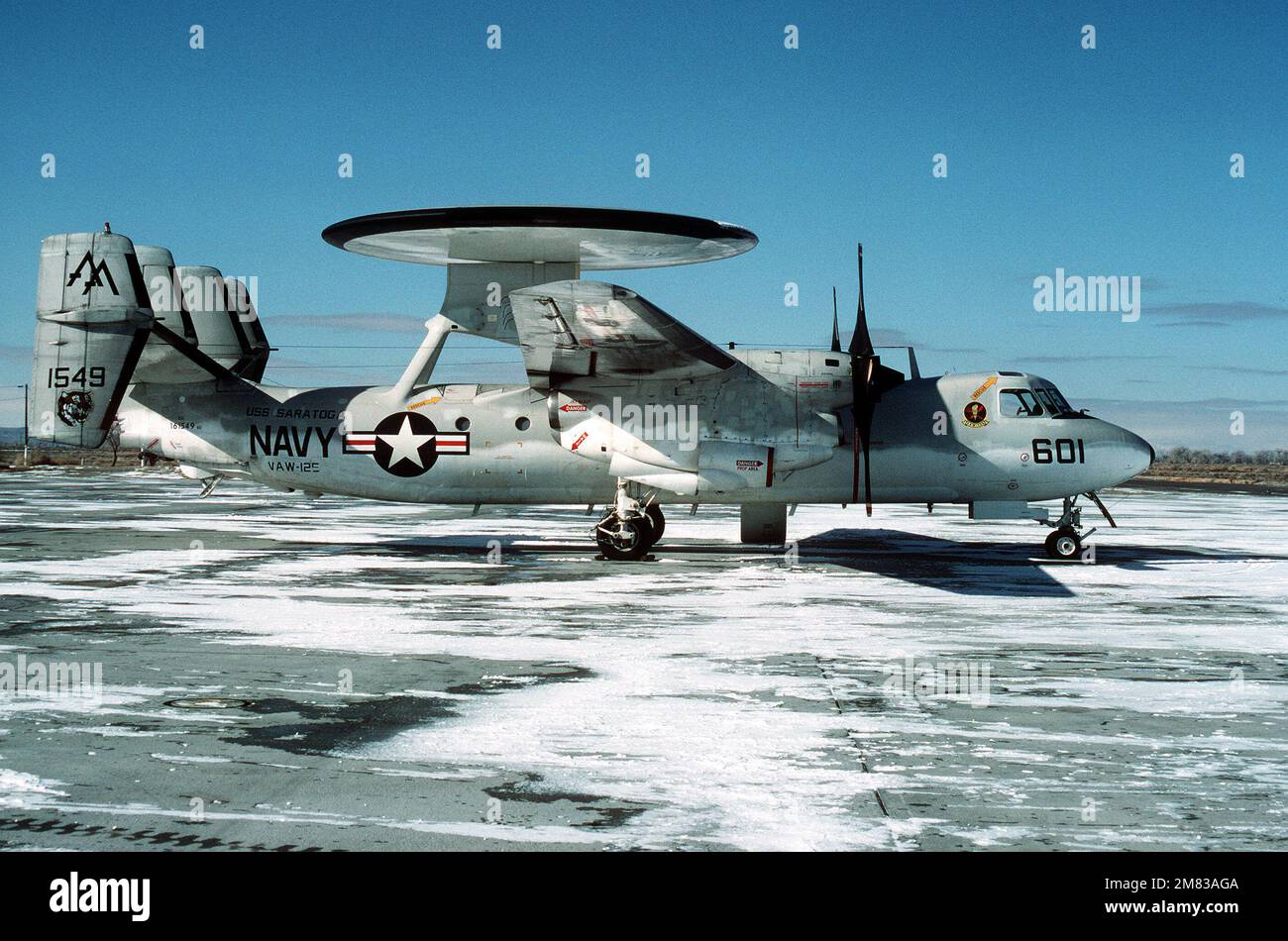 A right side view of an Airborne Early Warning Squadron 125 (VAW-125) E ...