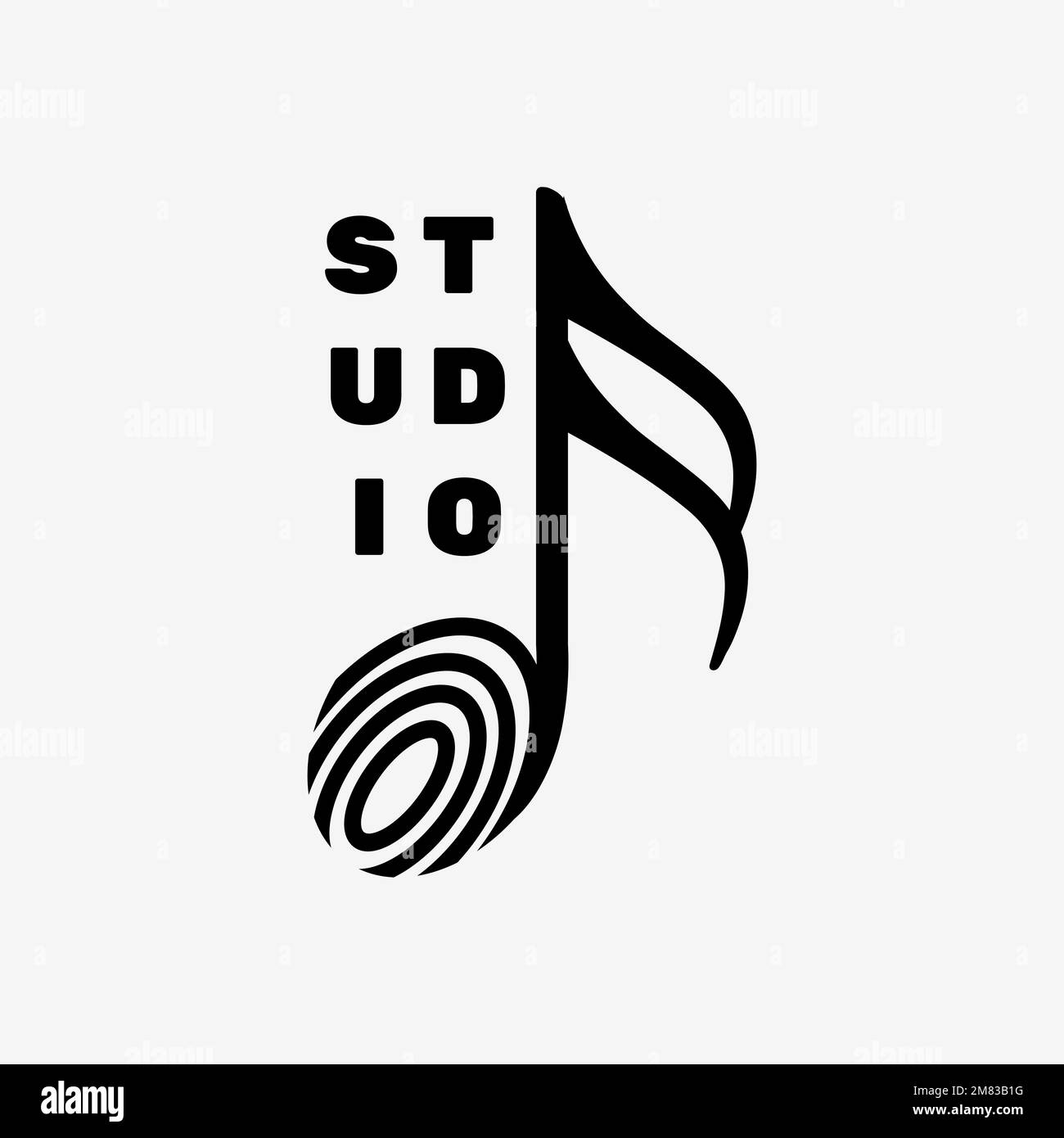 Semiquaver musical note logo vector flat design with editable text in ...