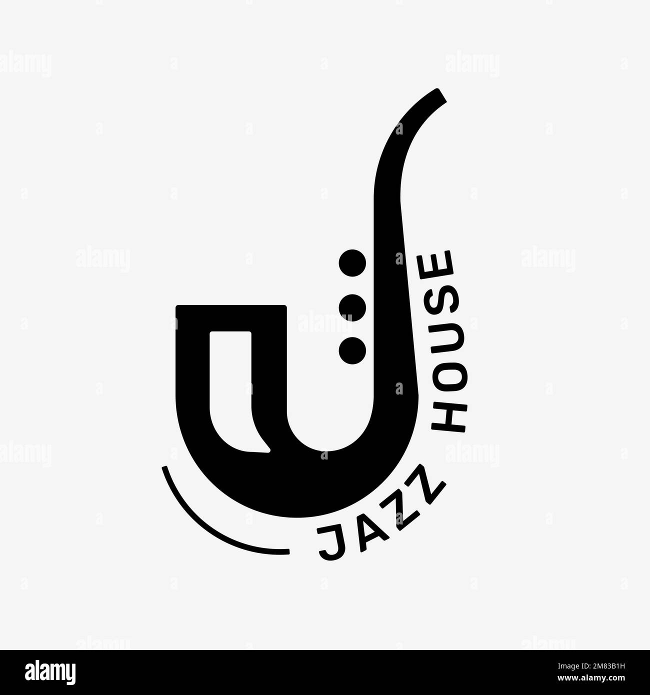 Saxophone music logo vector flat design with editable text in black and ...