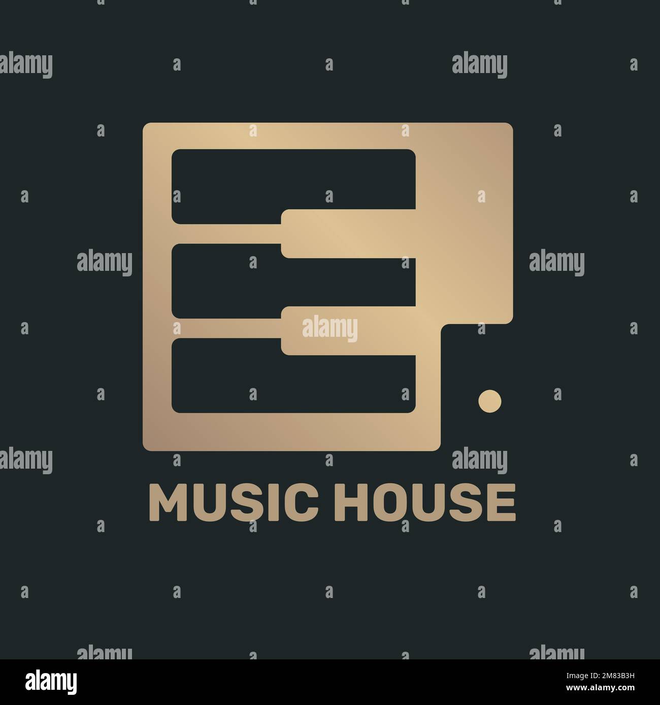 Piano key music logo vector flat design in black and gold Stock Vector ...