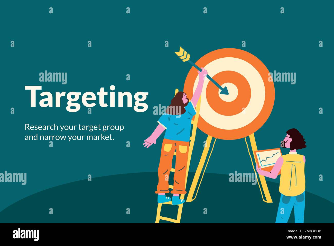 Marketing template vector for startup business targeting in flat design ...