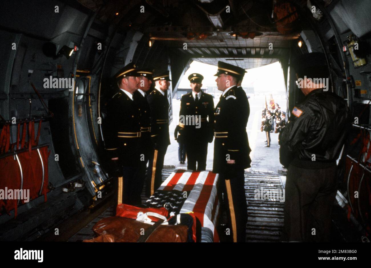 A U.S. Army honor guard stands by the coffin of MAJ Arthur D. Nicholson ...