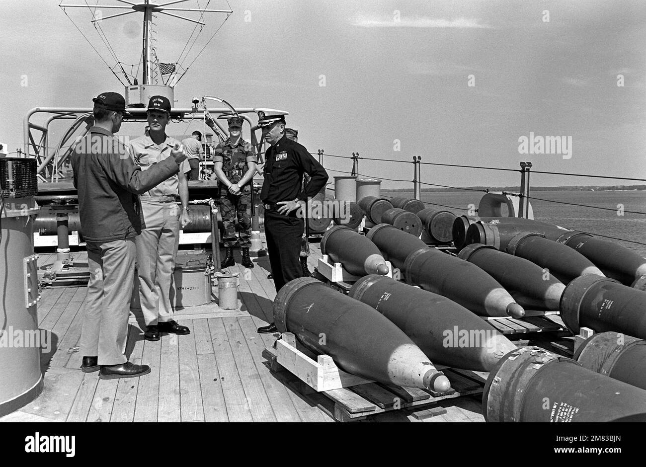 Weapons officer Commander Richard Gano discusses ammunition offloading ...