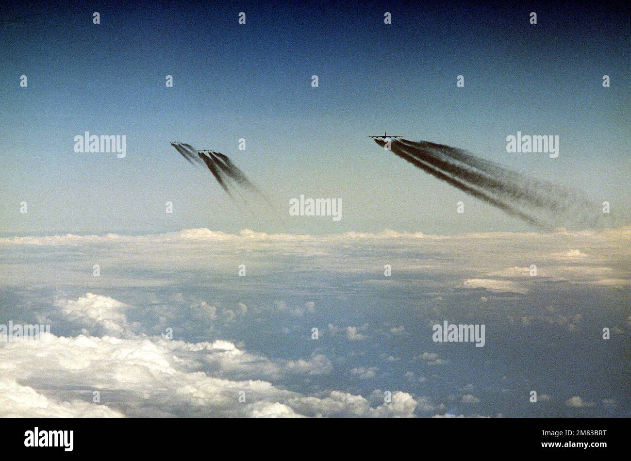 An air-to-air view of three 43rd Strategic Wing B-52G Stratofortress ...