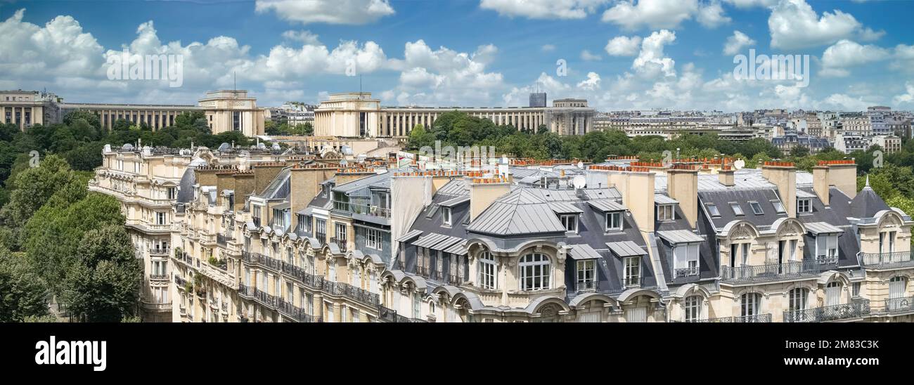 Paris, aerial view of the city, with the Trocadero in background Stock ...