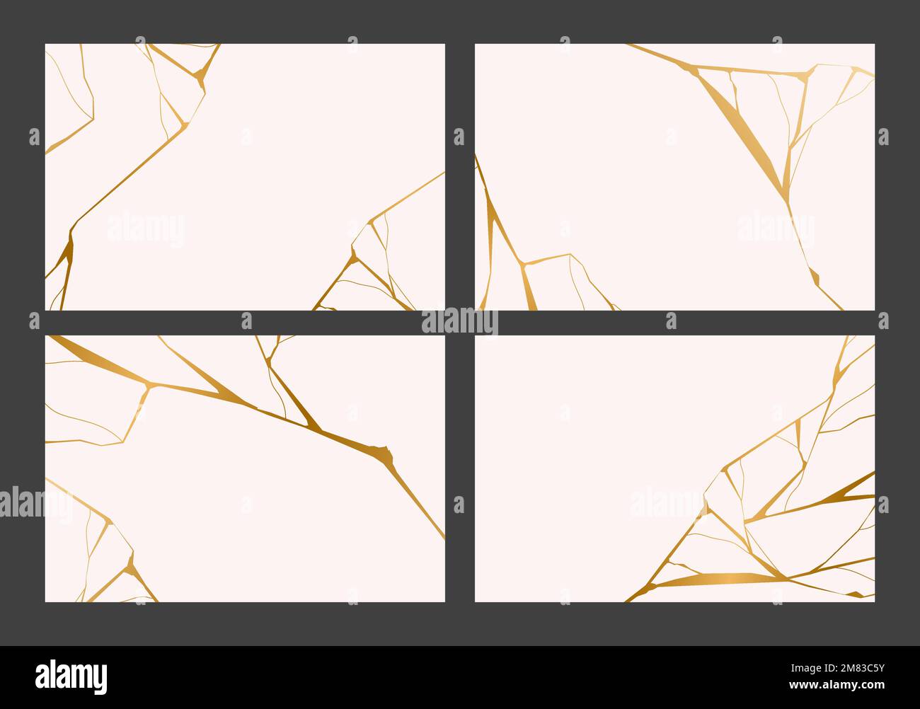 Set of gold kintsugi backgrounds. Crack and broken effects. Marble ...