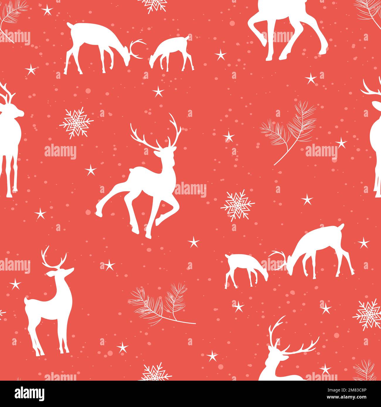 Seamless christmas pattern with reindeers and snowflakes. Beautiful ...