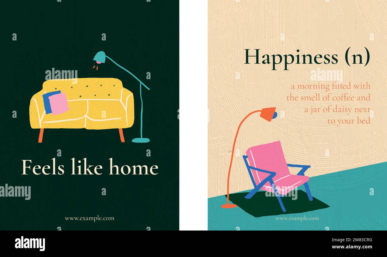 Interior flyer template vector with quote in hand drawn style set Stock ...