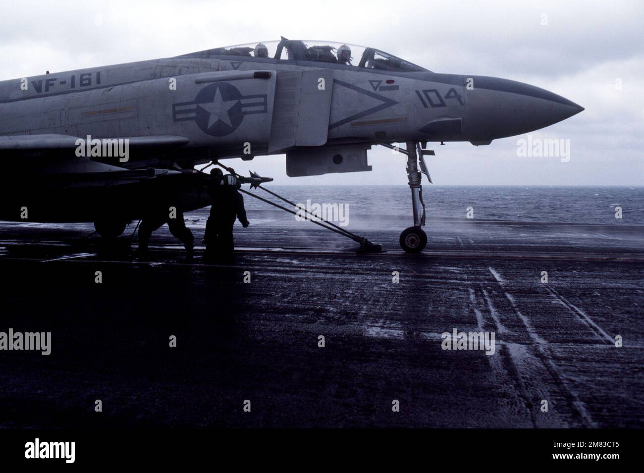 An F-4 Phantom II aircraft from Fighter Squadron 161 (VF-161) is ...