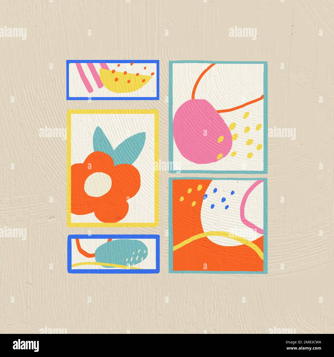 Hand drawn picture frame vector home decor in colorful flat graphic ...