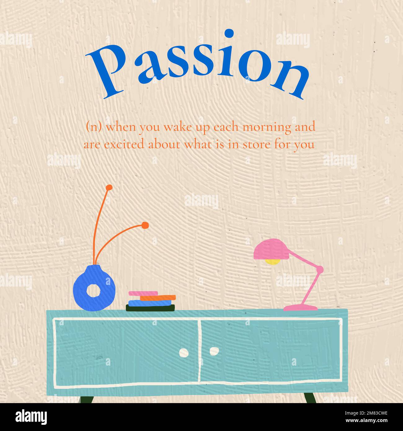 Interior banner template vector with passion text in hand drawn style ...