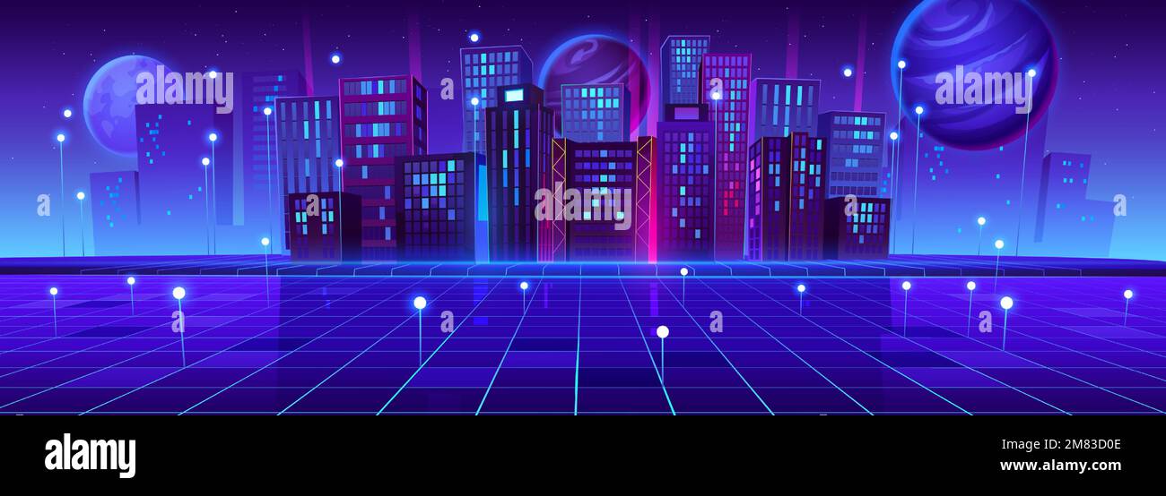 Metaverse, vr technology concept with digital city buildings ...