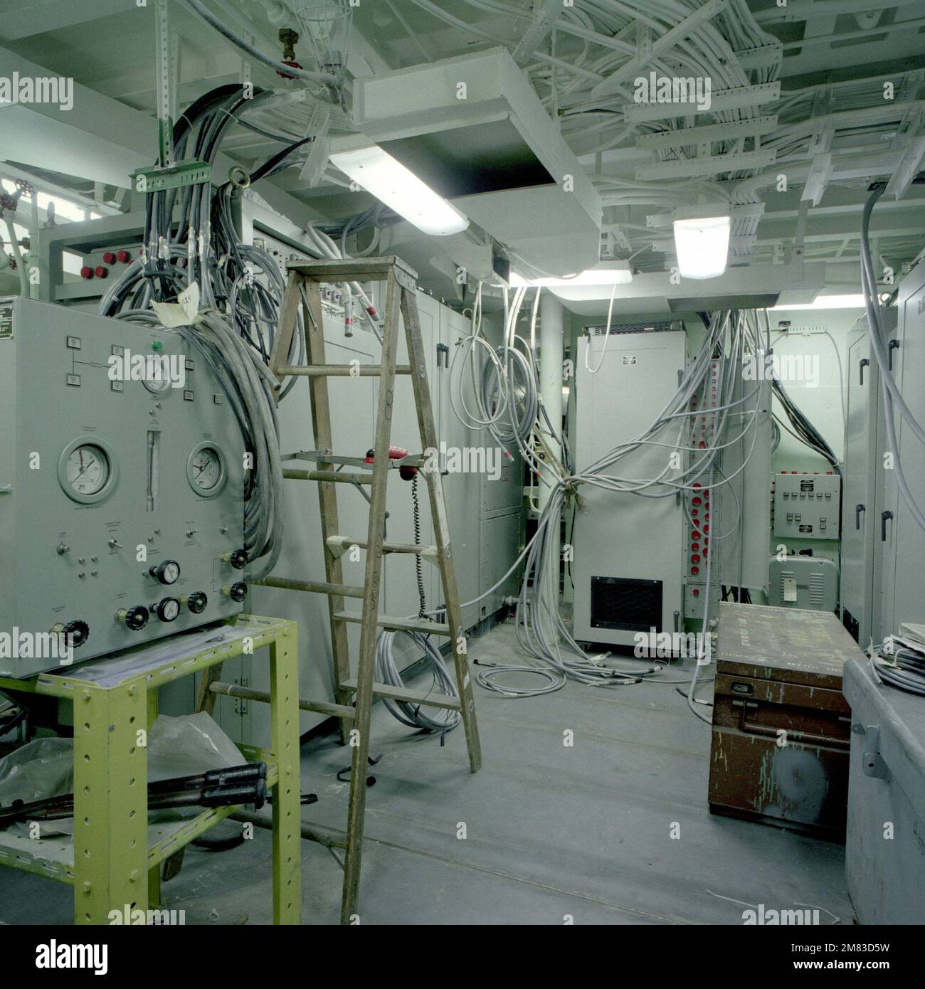 A view of combat information center, identification friend or foe and ...