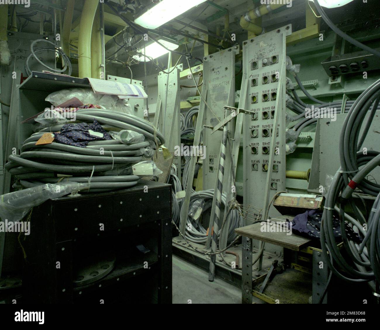 A view of the sonar equipment room aboard the guided missile frigate ...