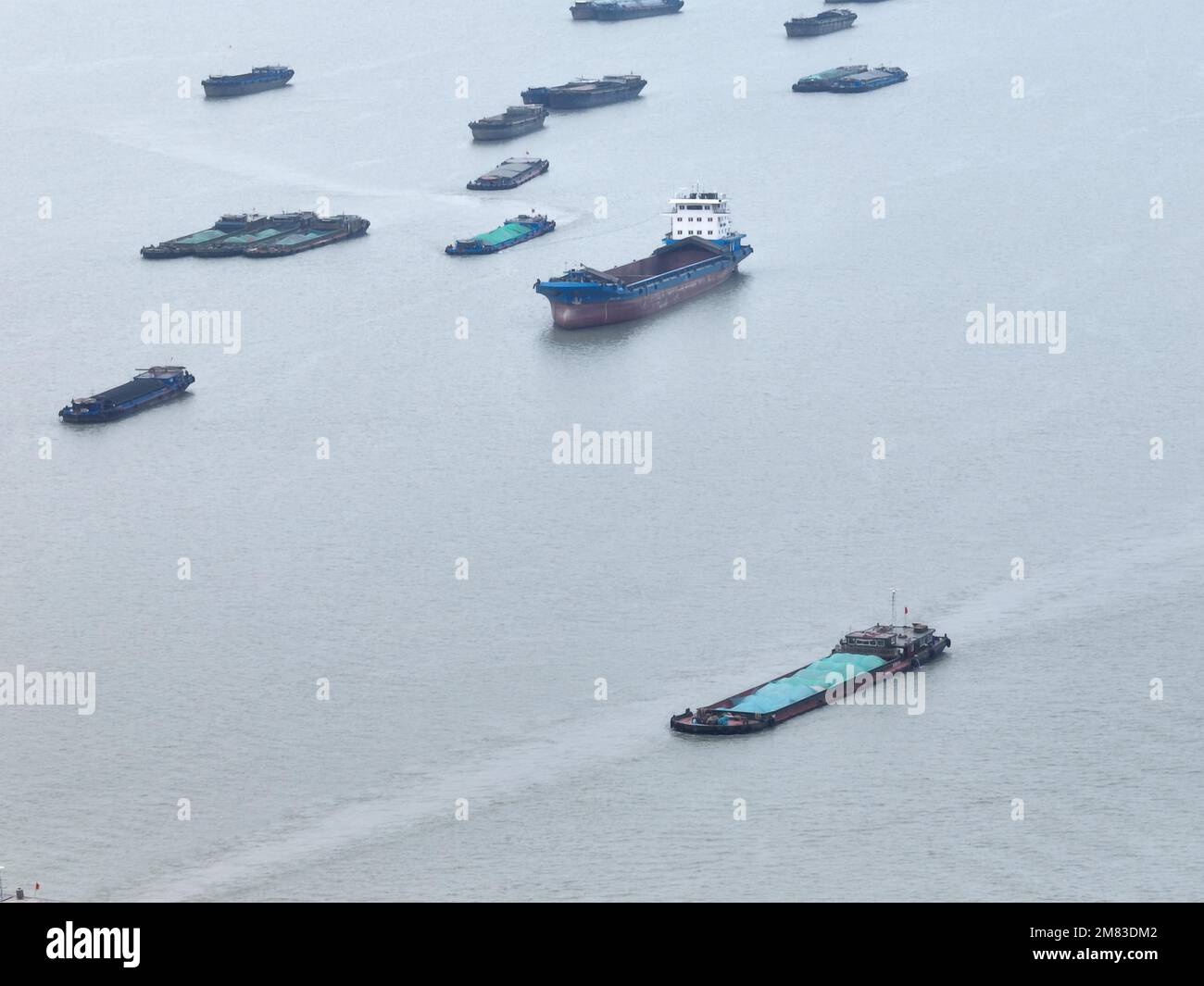 Aerial photo shows cargo ships carrying various kinds of Spring ...