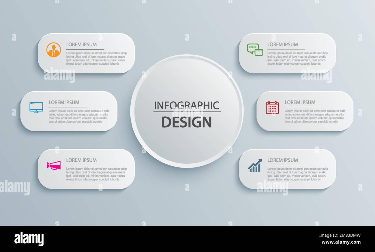 6 data infographics tab paper index template. Vector illustration ...