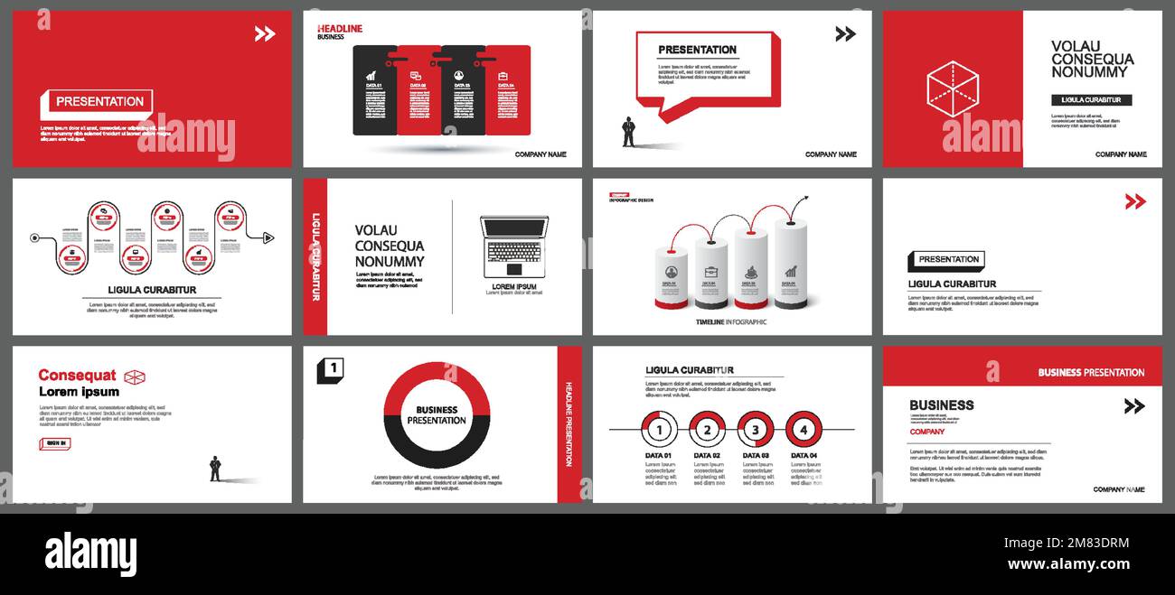 Presentation and slide layout template. Red geometric modern design ...