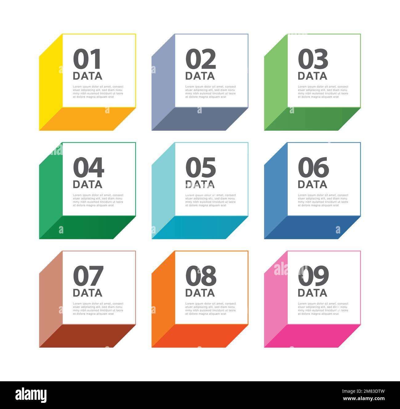 9 data infographics square index template. Vector illustration abstract ...