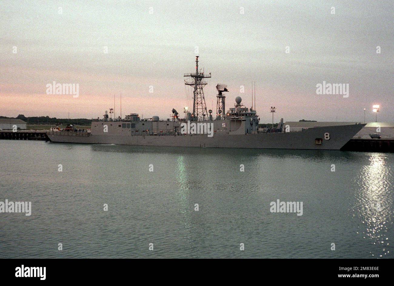 A starboard side view of guided missile frigate USS MCINERNY (FFG-8) in ...