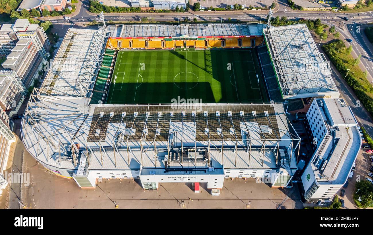 Drone shot of Norwich City Football Club stadium Stock Photo - Alamy