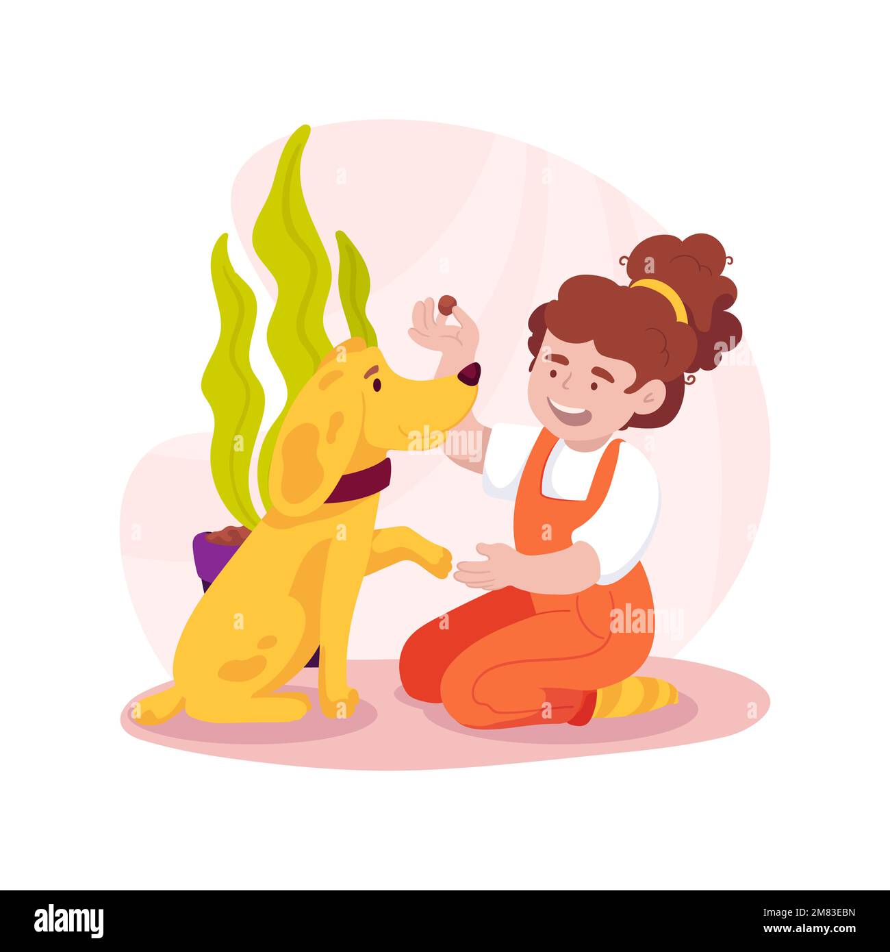 Playing with a dog isolated cartoon vector illustration Stock Vector ...