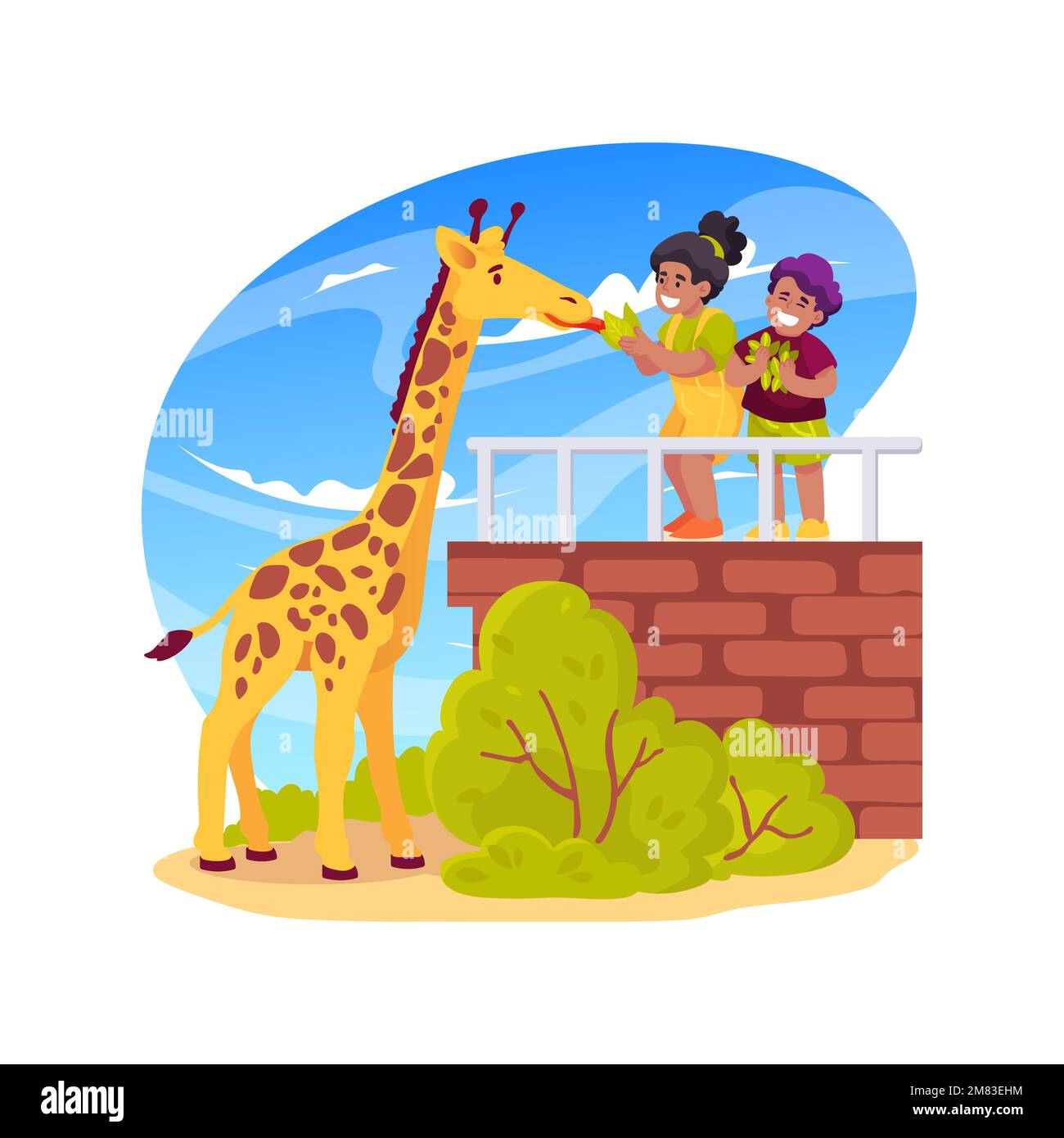 Feeding giraffe isolated cartoon vector illustration Stock Vector Image ...