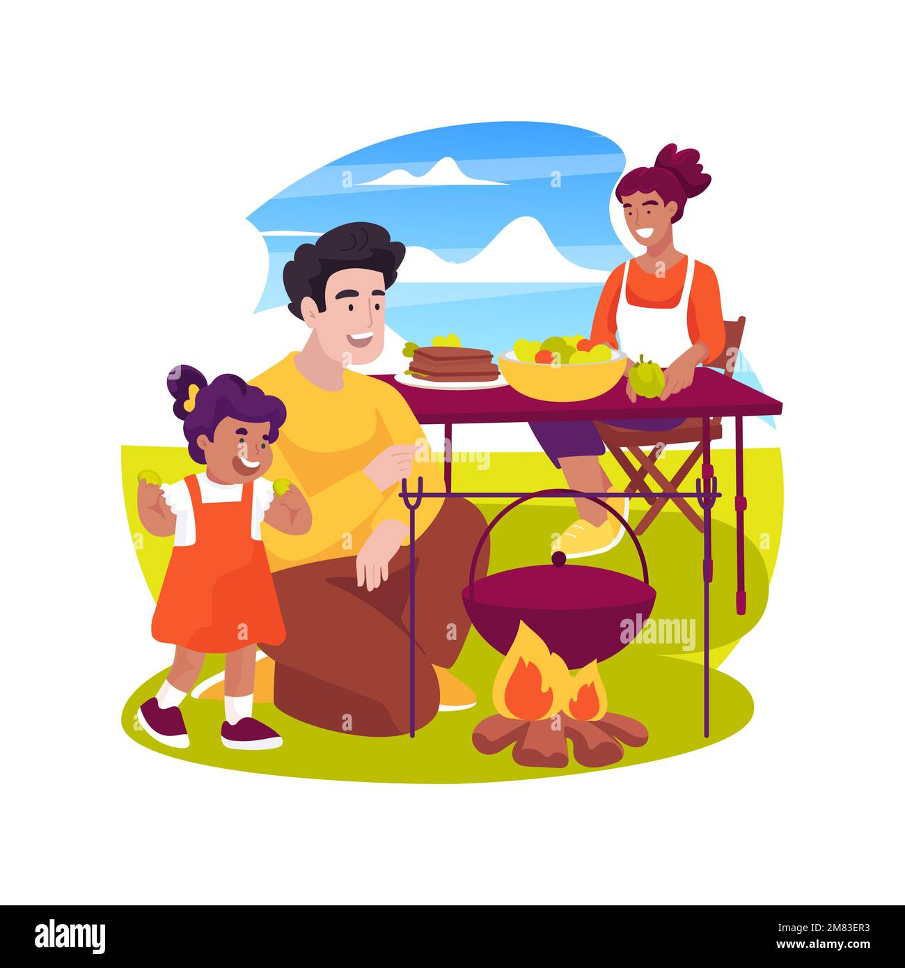 Camp-style cooking isolated cartoon vector illustration Stock Vector ...