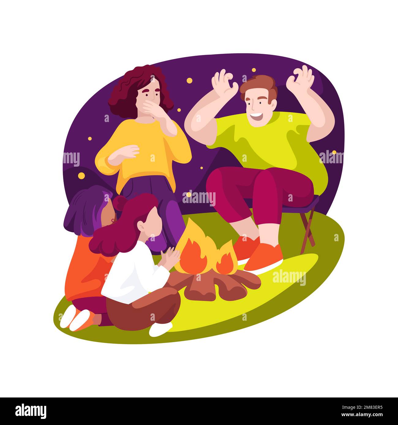 Scary campfire stories isolated cartoon vector illustration Stock ...